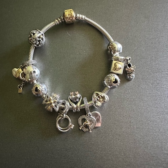 Pandora | Jewelry | Pandora Sterling Silver Bracelet With 4k Gold Snap ...
